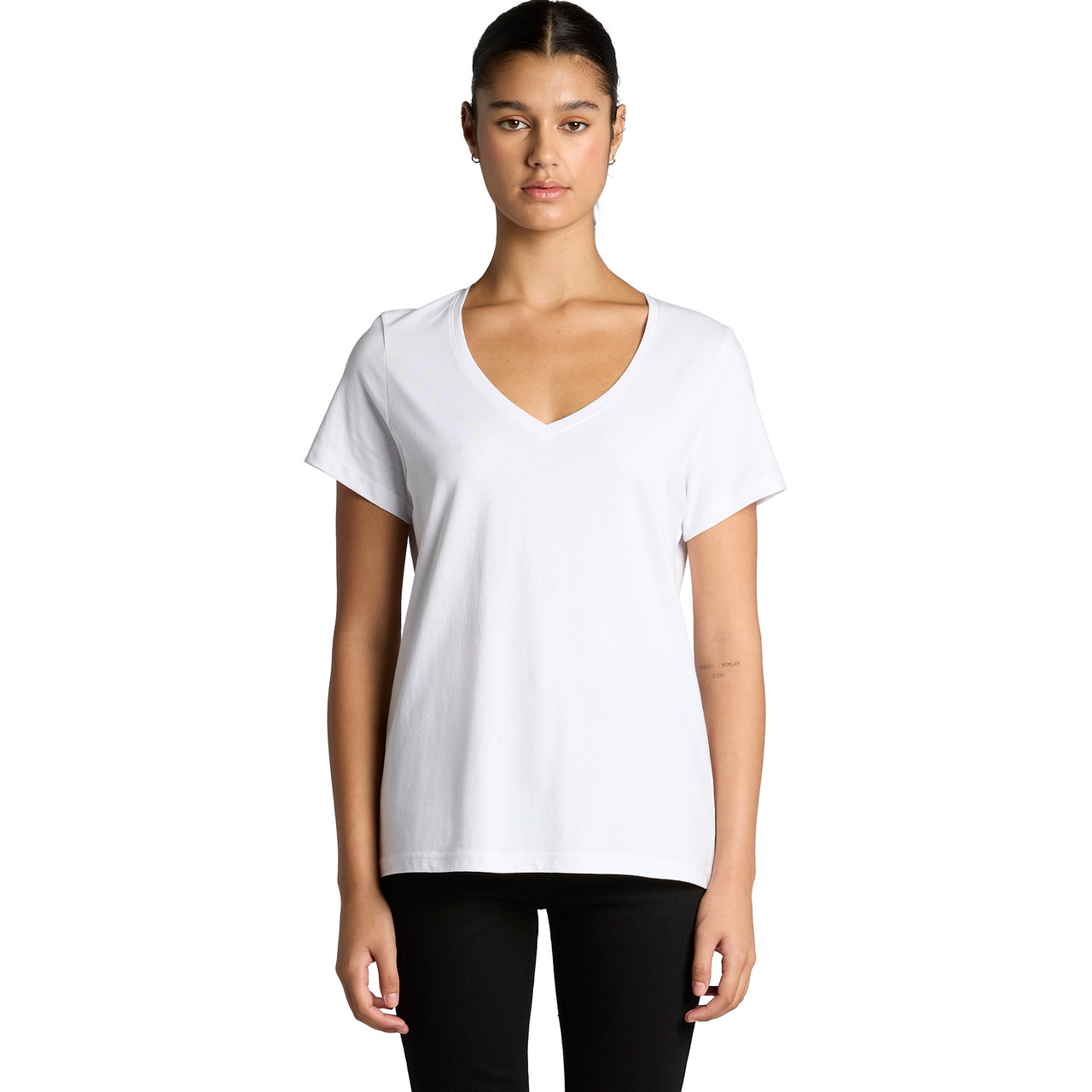 Wo's Maple V Neck Tee - AS Colour